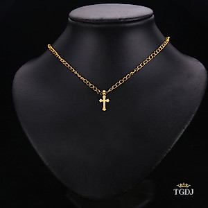 14K Yellow Gold Tiny Cross Pendant - Religious Charm - High Polish Finish Spiritual Symbol - Elegant Fine Jewelry - Perfect Gift for Birthday, Easter, Christmas & for All Occasions