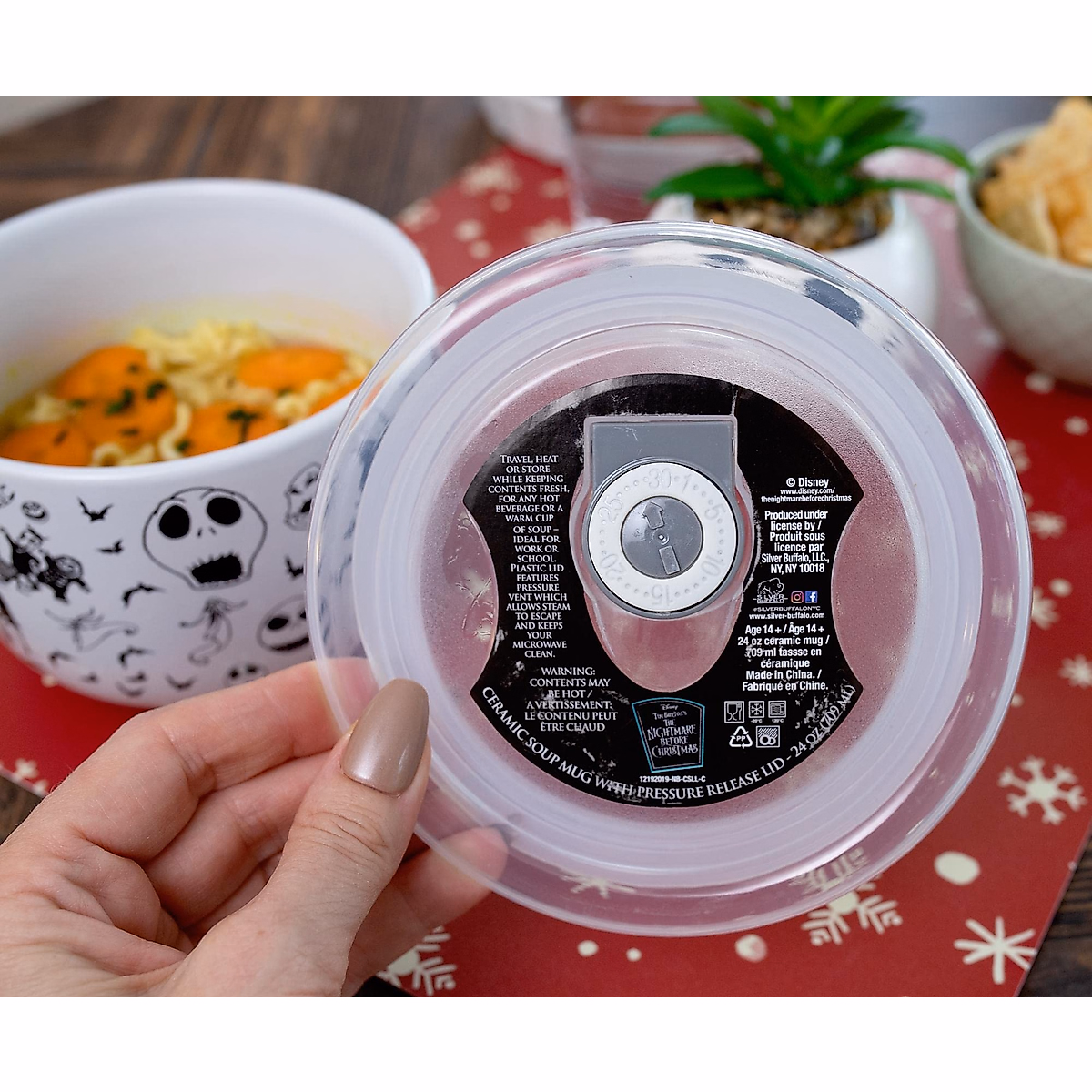 Disney The Nightmare Before Christmas Scary Citizens Ceramic Soup Mug With Lid