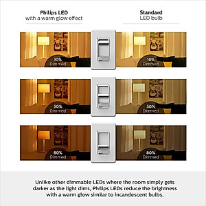 Philips LED Flicker-Free Vintage ST19 Light Bulb, Dimmable Warm Glow Effect, EyeComfort Technology, 800 Lumen, 2700-2200k, 8W=60W, E26 Base, Title 20 Certified, 4-Pack (Warm to glow)