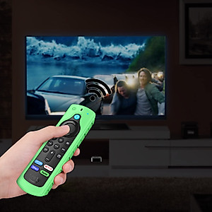 CaseBot Remote Case for Fire TV Stick 4K/Fire TV Stick 4K Max (1st Gen)/Fire TV Stick (3rd Gen)/Fire TV Stick Lite - Anti-Slip Silicone Cover for Alexa Voice Remote (2nd Gen and 3rd Gen), Green-Glow