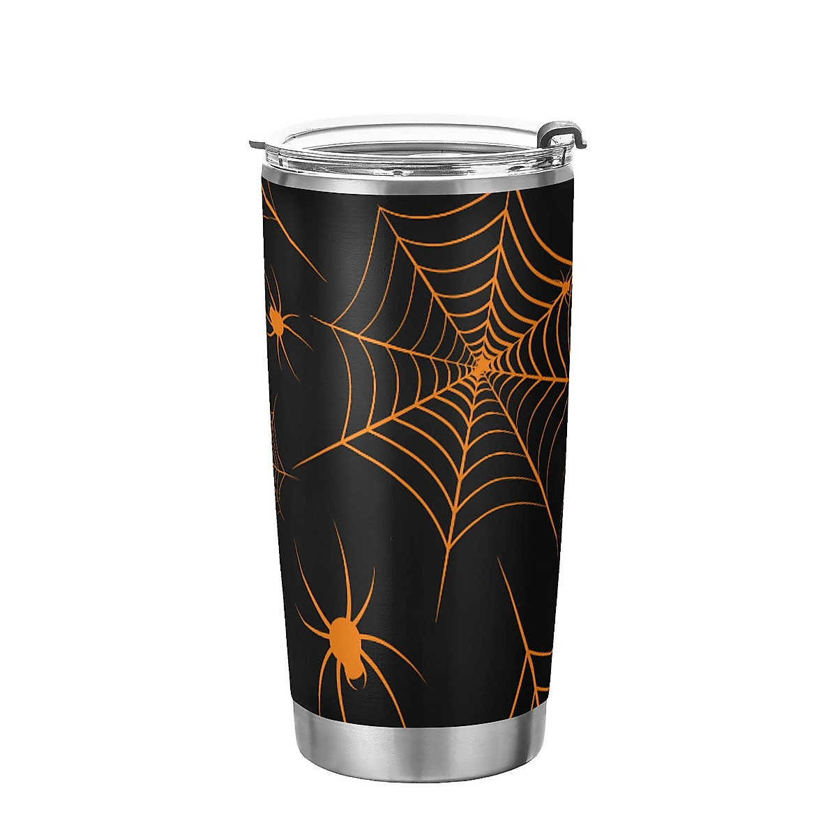 Yasala Halloween Tumbler Orange Spider Cobweb Insulated Coffee Cup Back to School Beverage Container Office Travel Mug with Straw and Lid 20oz Holiday Gift Day of The Dead Present