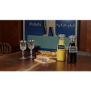 AYL Set of 4 Glass Carafe with Lids, 1 Liter Water Pitcher Beverage Serveware Carafe, Clear Glass Pitcher for Mimosa Bar, Cold Water, Brunch, Wine, Juice, Milk, Iced Tea, Lemonade,1 Hand Pour Lid