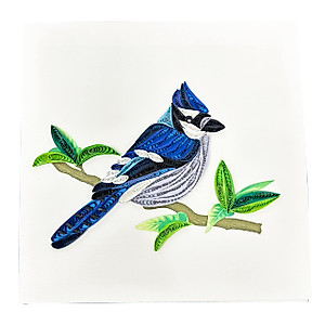 Bird Quilling Cards,Unique Paper Handmade Greeting Cards For Christmas, Birthday, Love, Mother's Day, Thank You, Any Occasion,Handcrafted With Love,Proud USA Brand (Blue Jay Bird)