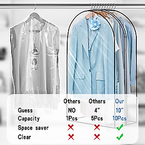 PADOLU 12" Gusseted All Clear Garment Bags for Hanging Clothes Storage 40" Dress Bags for Storage of Coats Sweater, Jacket,Dresses(3 Packs)…