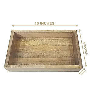 Antique Handmade Mango Wood Guest Towel Holder Vanity Tray Bathroom Accessory Trays Brown 10 x 6 inches