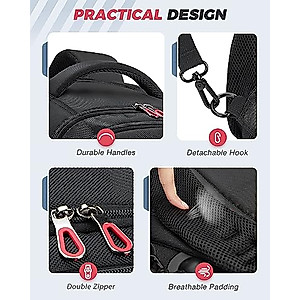 BAGSMART Rolling Backpack, Large Laptop Backpack with Wheels for Adults, Water-Resistant Rolling College Backpack with Telescoping Handle for Work Travel Business, Black