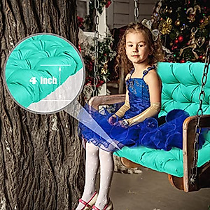 Swing Replacement Cushions with Backrest, 2-3 Seater Waterproof Bench Pad Cushions, Thicken 4" Outdoor Swing Cushions, for Garden Patio Furniture Loveseat Bench Cushions ( lake blue 47x40 inch)