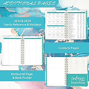 2023-2024 Planner - 2023-2024 Academic Weekly & Monthly Planner with Tabs, 6.3" x 8.4", July 2023 - June 2024, Hardcover with Back Pocket + Thick Paper + Twin-Wire Binding - Contrast Watercolor