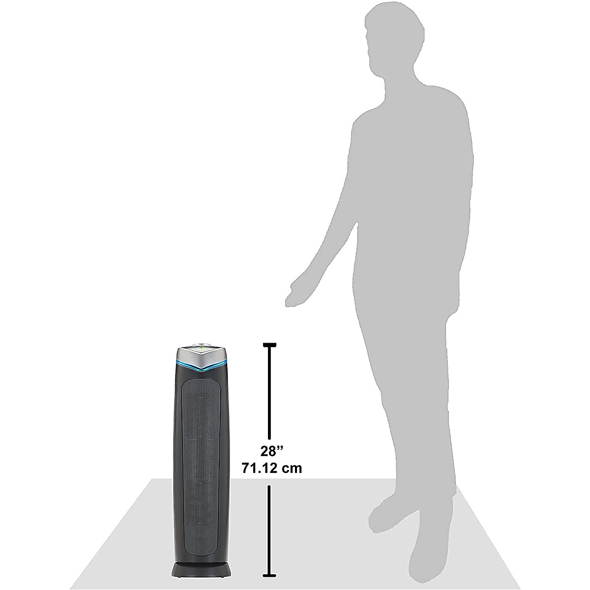 Germ Guardian AC5000 28” 3-in-1 True HEPA Filter Air Purifier for Home, Large Rooms, UV-C Light Kills Germs, Filters Allergies, Smoke, Dust, Pet Dander, & Odors, 5-Yr Wty, GermGuardian, Grey