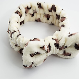 Auhafaly Spa Headband, Bow Makeup Headband Soft Coral Fleece Skincare Headband, Cute Elastic Hair Band for Women Girls, Washing Face Mask Spa Shower Gift (Pack of 10)