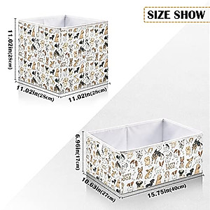 xigua Dog Rectangle Storage Bin Large Collapsible Storage Box Canvas Storage Basket for Home,Office,Books,Nursery,Kid's Toys,Closet