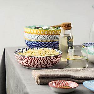 KitchenTour 35oz Pasta Bowls Soup Bowls, Serving Bowl Dinner Bowls for Salad, Fruit, Dishwasher and Microwave Safe - Set of 4, Vintage Color