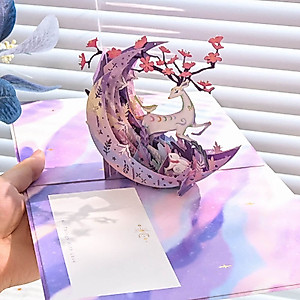 LINSINA Pop up Birthday Cards for Women Men Kids, Thank You Cards Greeting Cards,Anniversary Card, Birthday Day Gifts for Mom (purple)