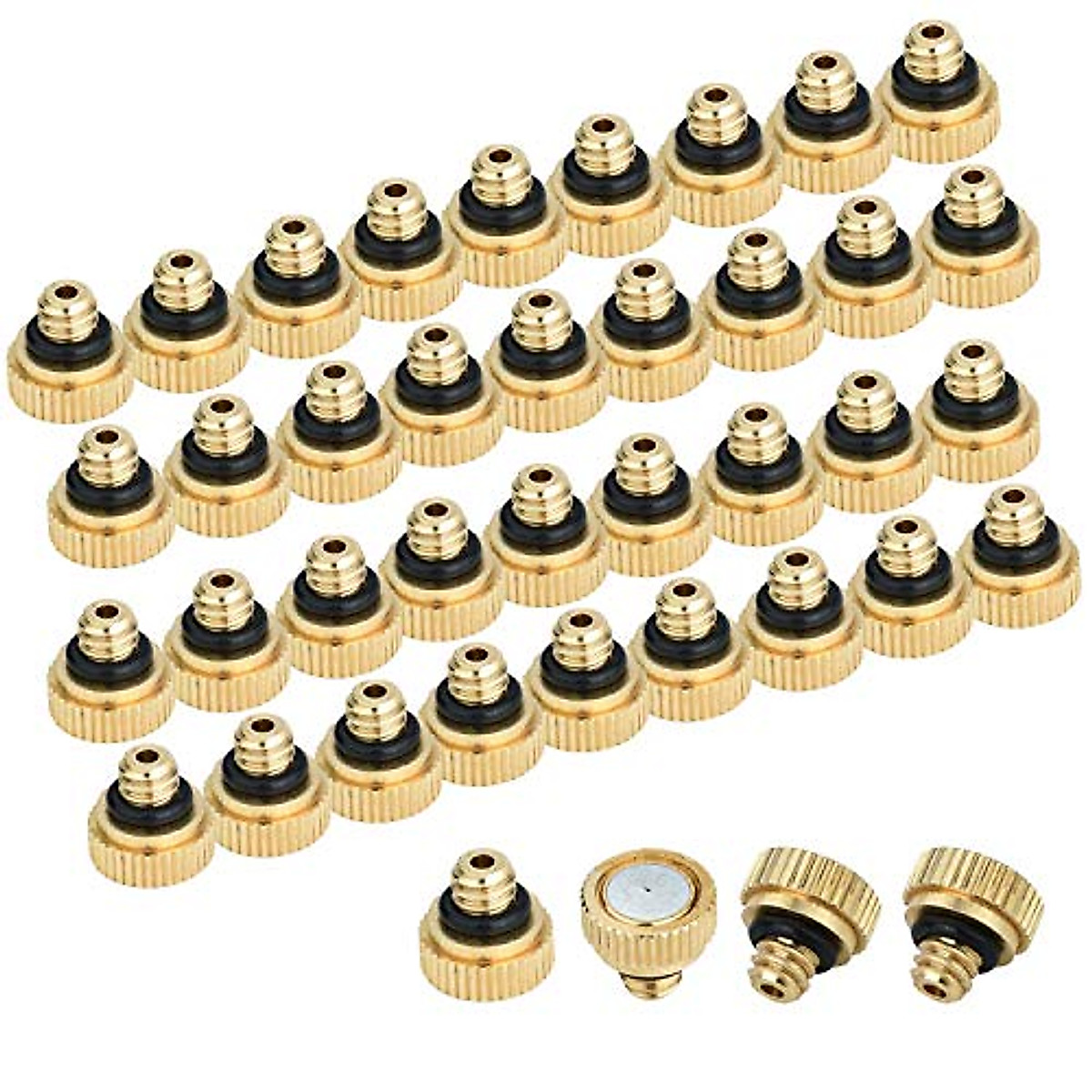 KUWAN 40pcs Brass Misting Nozzles for Cooling System 0.012" (0.3 mm) 10/24 UNC Garden (40 PCS)