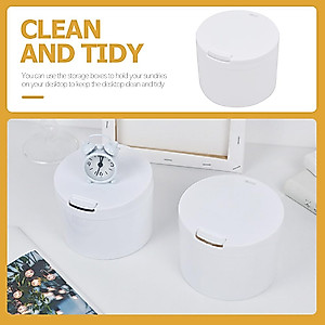 minkissy 3pcs Clamshell Cotton Swab Storage Box ‎PP ‎Cotton Swab Holder Cotton Round Dispenser Cotton Swab Containers for Bathroom Home Storage