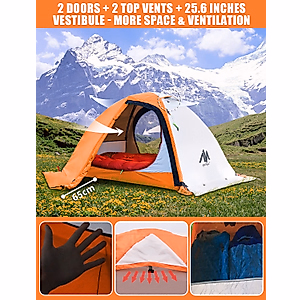 AYAMAYA 4 Season Backpacking Tent 2 Person Camping Tent Ultralight Waterproof All Weather Double Layer Two Doors Easy Setup 1 2 People Man Tents for Backpacker Outdoor Hiking