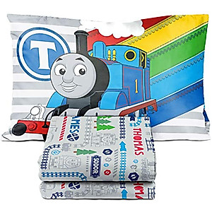 Jay Franco Thomas & Friends Stitch in Time 4 Piece Toddler Bed Set - Includes Comforter & Sheet Set Bedding - Super Soft Fade Resistant Microfiber (Official Mattel Product)