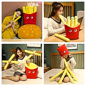 OPHRBU 12inch Hamburger Plush Pillow Funny Hamburger Bread Stuffed Pillow Soft Food Plushie Throw Pillow Stuffed Animal Toy for Kids Adults Gift Home Decor. (French Fries)