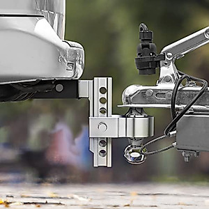 TOLEAD Adjustable Trailer Hitch, Fits 2" Receiver, 6" Drop/Rise Aluminum Hitch, 12,500 LBS GTW, 2" and 2-5/16" Double Hitch Ball Mount, Tow Hitch with Double Anti-Theft Pins Locks, Silver