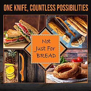 RIGHT HANDED US DESIGNED- Wooden Bread Bow Knife -Serrated Knife - Wooden Handle Bread Knife with Leather Hanging Strap - Sourdough Bread Knife for Homemade Bread with Linen Storage - Bread Knife Wood