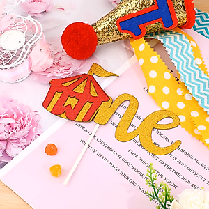 Circus Decorations 3Pcs 1st Birthday Decorations Carnival Theme High Chair Banner Birthday Party Hats Circus Circus Carnival Theme Party Decorations for Baby Shower Girl Beanie