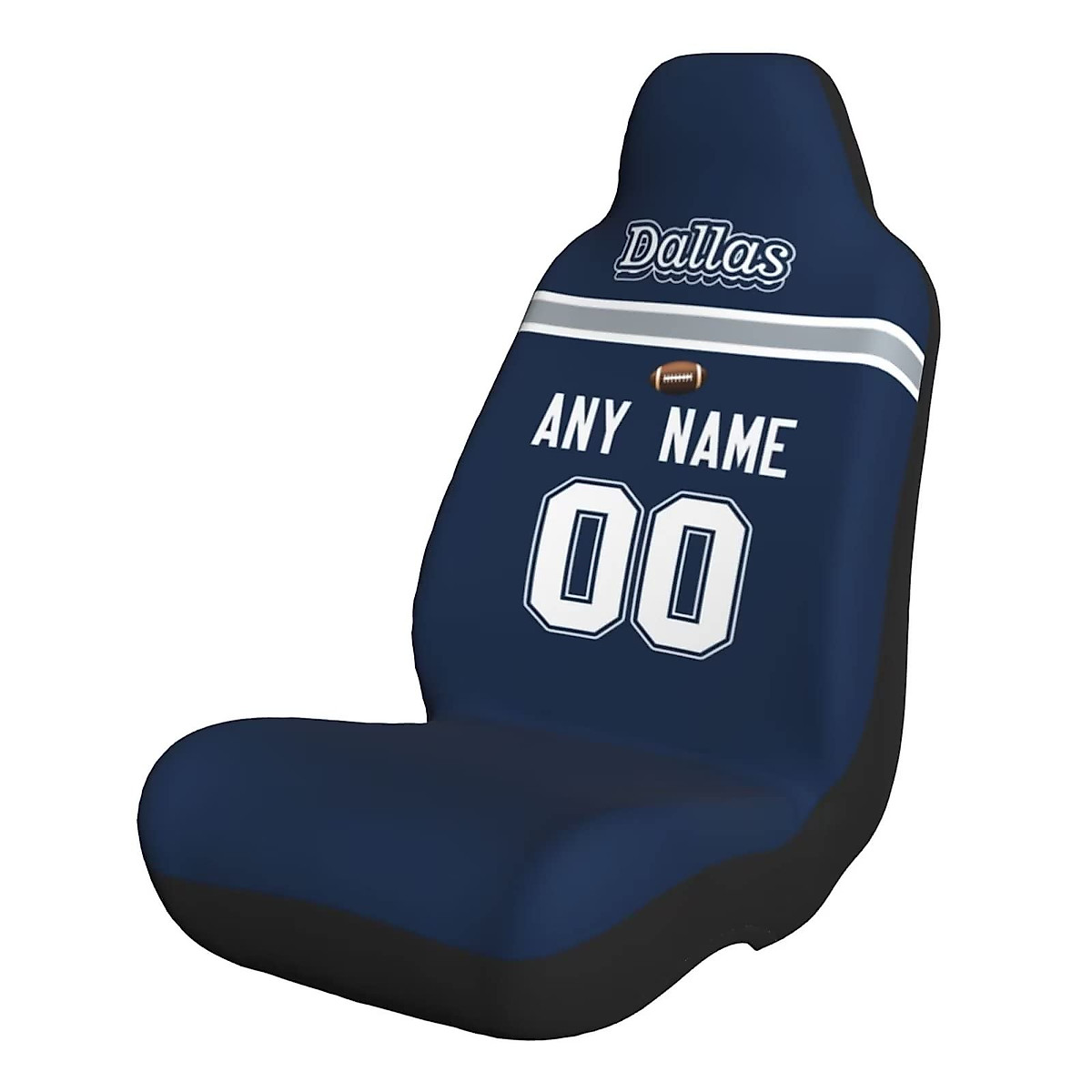 HUGXINAN Custom Football Car Seat Covers - Personalized Car Accessories Dallas Gifts with Name and Number, Elastic Soft Car Front Seat Protector Cover, Universal Size Fit Most Car, Truck, SUV, 2pc