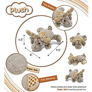 DolliBu Plush Moose Stuffed Animal - Soft Fur Laying Moose, Adorable Brown Huggable Moose Plush Toy, Cute Wild Life Cuddle Gift for Kids and Adults - 9.5 Inch