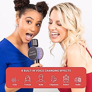 Singing Machine Wireless Karaoke Microphone for Kids & Adults, Party Machine Mic (Black) - Portable Handheld Bluetooth Microphone with Speaker & Voice Changer Effect - Karaoke Mic for Singing