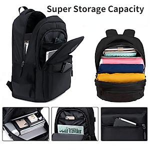 KOWVOWZ USB Charging Port Aesthetic Laptop Backpack Travel Student Bookbag Water Resistant (Black)