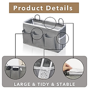 Kanrichu 2pcs 3-pockets Large Wall Hanging Organizer Bag, Linen Fabric Door Hanging Storage Baskets with Pockets, Waterproof Bin for Kitchen, Bedroom, Office, RV Camper (Gray_2pcs)