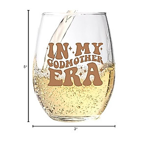 In My Godmother Era Wine Glass - Godmother Proposal Gift - 15 Oz, Scratch Resistant Godparent Glass - Ideal Godmother Gift from Godchild or Godparents Proposal Gift - Printed in the USA