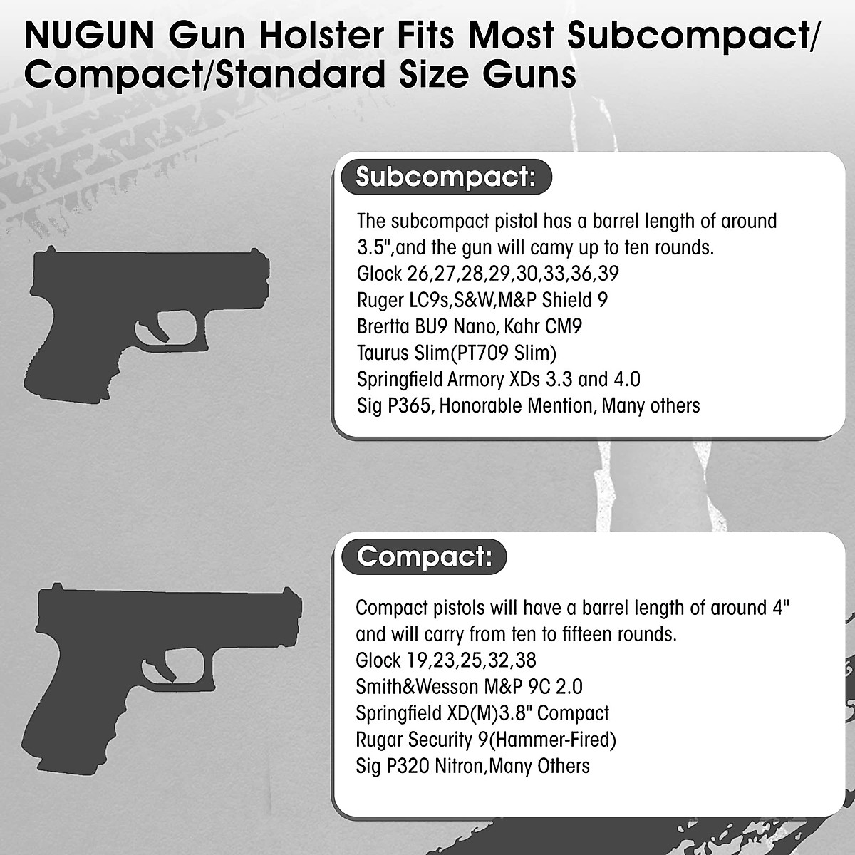 2 PACK IWB Holster with Laser Sight, Concealed Carry Gun Holster for Women/Men, ECO Leather Concealment Inside Waistband Holsters with Metal Clip Fits Most Midsize & Compact 9/40/45 & Laser Attachment