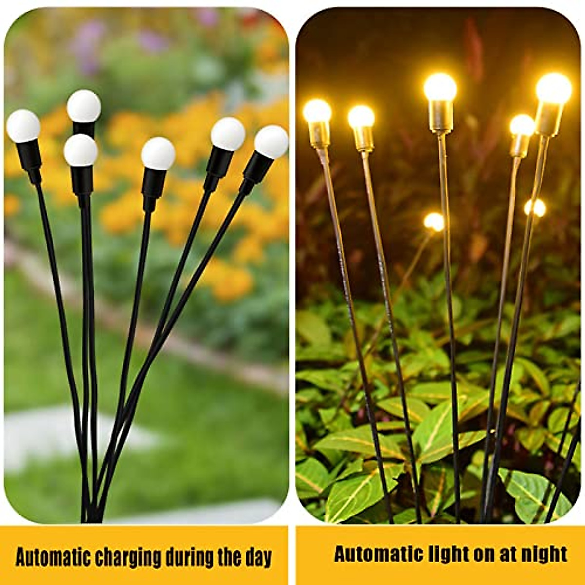 2 Packs Solar Lights Outdoor Waterproof, 20LED Solar Firefly Lights Waterproof, Solar Garden Lights, Swaying When Wind Blows, Path Landscape Outdoor Decorative Lights(Warm)