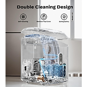 Nugget Ice Makers Countertop, Pellet Ice Machine with Self-Cleaning Function, Nugget Ice Machine Produces 33 lbs of Chewable Ice in 24 Hours, Sonic Ice Maker Perfect for Home Kitchens Party Camping