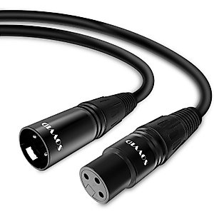 Sovvid 10FT XLR Cable Male to Female Microphone Cable Cord Wire Balanced 3 PIN Mic Cables Cord Compatible with Microphone Studio Harmonizer Mixing Boards Speaker Radio Station or More Black