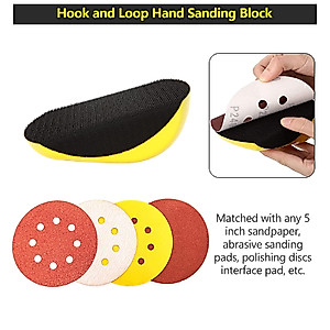 MIVIDE 4 PCS 5 inch Hook and Loop Hand Sanding Block, Round Mouse-Shaped Nano Gray Bottom for 5 Inch Hook and Loop Discs Ideal for Woodworking, Furniture Restoration, Automotive Body Arts and Crafts