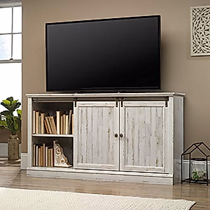 Sauder Barrister Lane Credenza, for TVs up to 60", White Plank finish