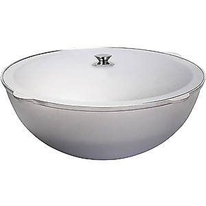 Cast Aluminum Asian Cauldron (Kazan) with Lid, Aluminum Kazan, Dutch Oven Pot, Camping Cookware Kitchen Pot, Oven Safe Aluminum Caldero, Gray (15 L)