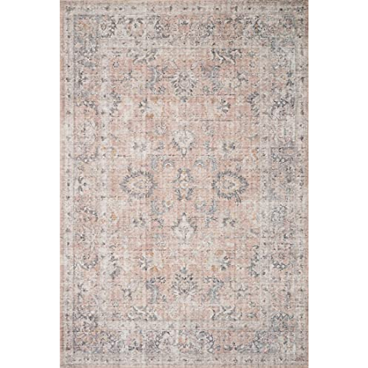 Loloi II Skye Collection SKY-01 Blush/Grey 2'-0" x 5'-0", 13" Thick, Accent Rug, Soft, Durable, Vintage Inspired, Distressed, Low Pile, Non-Shedding, Easy Clean, Printed, Living Room Rug