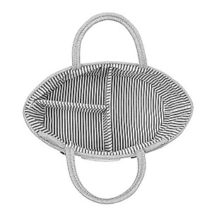Conthfut Baby Diaper Caddy Organizer 100% Cotton Canvas Stylish Rope Nursery Storage Bin Portable Tote Bag & Car Organizer For Changing Table- Top Baby Shower Basket (Gray)