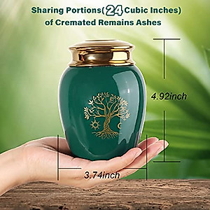 DGDCDV Human Ashes Keepsakes Urn 24 Cubic Inches, Small Ceramic Urns for Human Ashes, Tree of Life Cremation Urn, Urns for Sharing Adult Ashes, Pet Cat and Dog Urn, Adult Funeral Urn