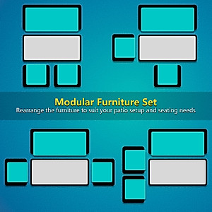 Ruesleag Patio Furniture Set 4 Piece Rattan Conversation Sets Patio Set Chairs with Thickened Cushions and Tempered Glass Table Outdoor Wicker Porch Furniture Random Arrangement for Yard or Backyard