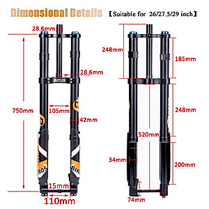 BUCKLOS 29 inch Thru Axle Boost MTB Wheelset, Front 15 * 110mm Rear 12 * 148mm Disc Brake Mountain Bike Wheel,29 inch Electric Mountain Bike Air Suspension Inverted Downhill Fork.