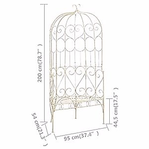(Fast Delivery) Garden Bench Metal Frame Outdoor Seating Furniture,Patio Wicker Bench Double Seats Chair and for Porch Park Balcony Yard,All Weather Garden Bench 37.4" Iron Antique White