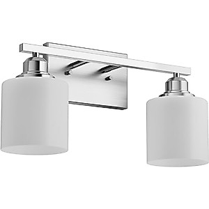 Sailstar 2-Light Bathroom Light Fixtures Over Mirror, Brushed Nickel Vanity Lights, Modern Bathroom Vanity Light, Glass Shade & Anti-Rust Nickel Finished, Bathroom Light for Small Space