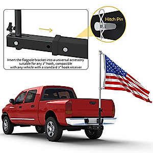 ERYTLLY Hitch Flag Pole Holder, Flag Pole for Truck Jeep SUV Rv Pickup Car Trailer Camper Trailer Universal for Standard Hitch Truck Flag Mount with Anti-Wobble Screw (Black)