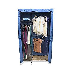 Formosa Covers Portable Garment Rolling Rack Cover - Protect Your Clothes from Dust Keep Your Room Looking Organized in Dusty Blue (Cover Only) (48"W x 18"D x 75"H)