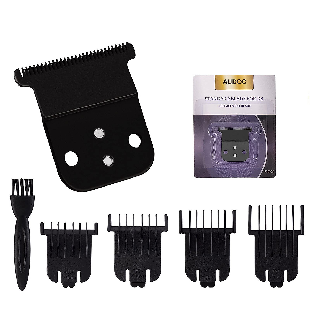 Professional SlimLine Pro Li Trimmer Replacement Blade Comfort Edge T-Blade Set Compatible with Andis Outliner Trimmer #32105 D-7 D-8,Ceramic blade + Sliver Steel Blade （Black)