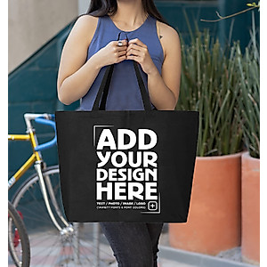shop4ever Personalized Custom Design Your Own Jumbo Heavy Canvas Tote Reusable Shopping Bag 10 oz Black 1 Pack