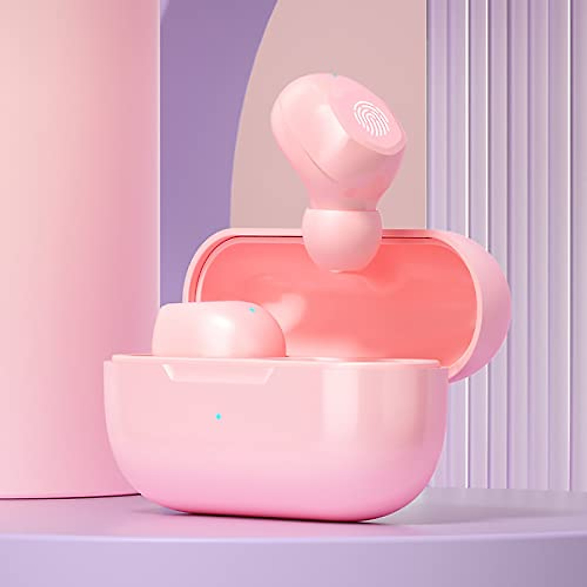 WskLinft Wireless Headset Automatic Pairing High Fidelity Bluetooth-compatible5.2 Sports Dynamic Ear Hook Earphone for Fitness Pink